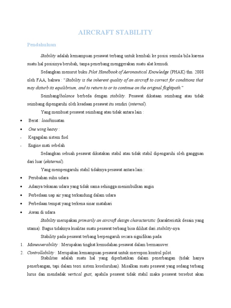 Aircraft Stability | PDF
