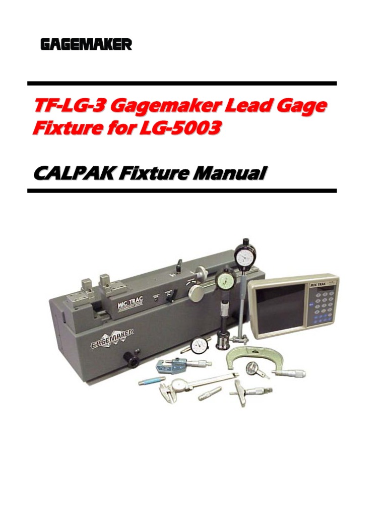 Calibrate Lead Gages with TF-LG-3 Fixture | PDF | Calibration | Screw