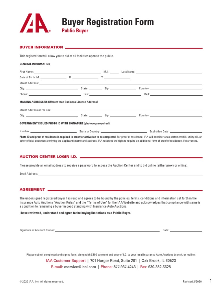 Public Buyer Registration Form | PDF | Identity Document | Auction