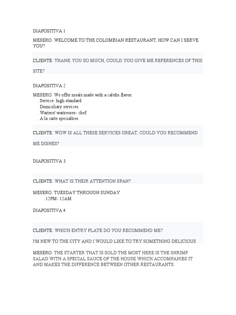 Dialogo Restaurante | PDF