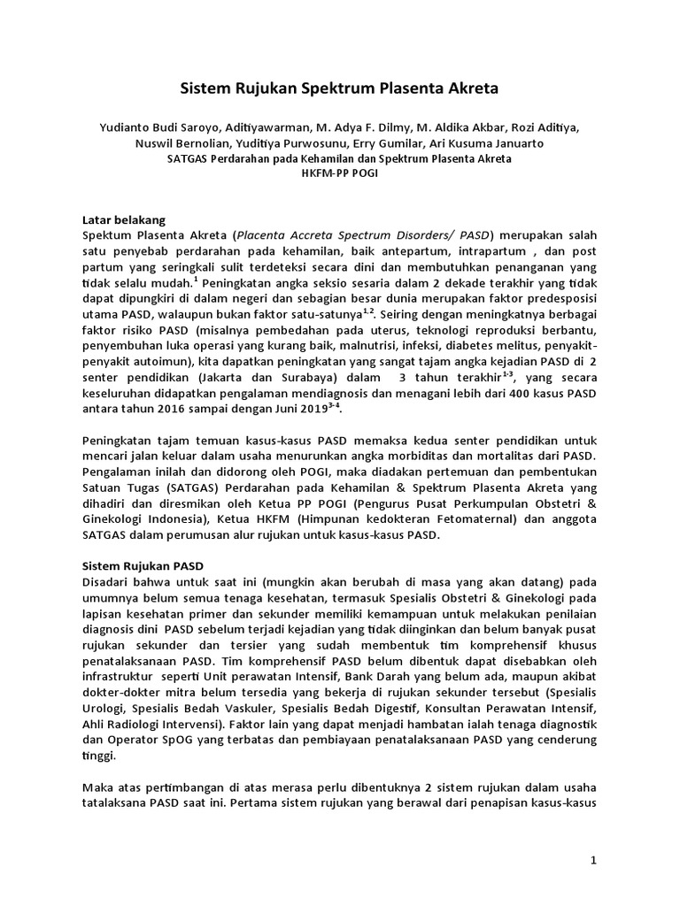 Sistem Rujukan Plasenta Akreta | PDF