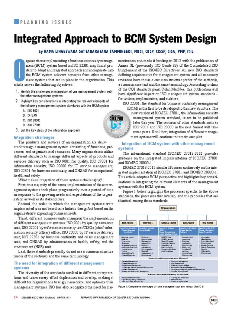 Integrating BCM with ITIL Standards | PDF | Disaster Recovery ...