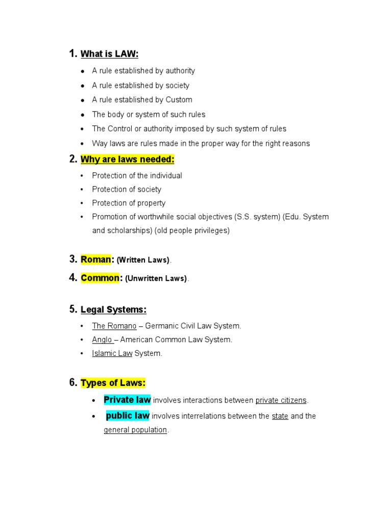What Is LAW:: (Written Laws) - (Unwritten Laws) | PDF | Offer And ...