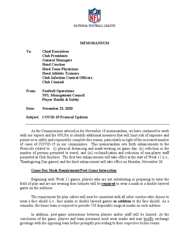 Protocol Update Memo - 11.23.20 - FINAL | PDF | Medicine | Business