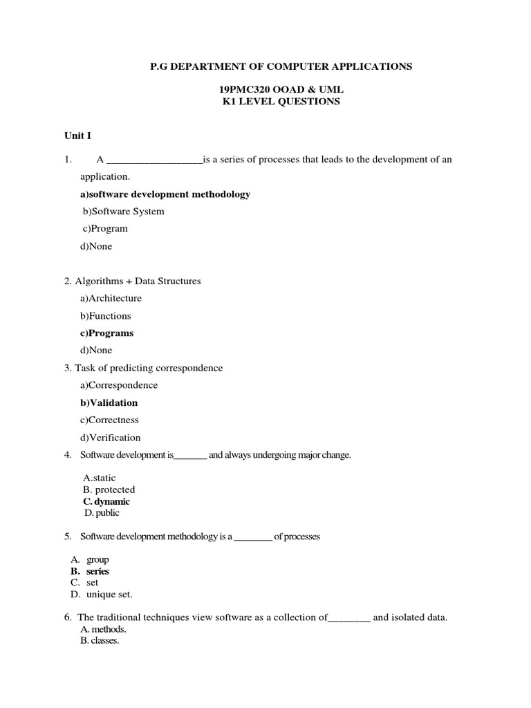 OOAD & UML Exam Questions | PDF | Class (Computer Programming) | Unified Modeling Language