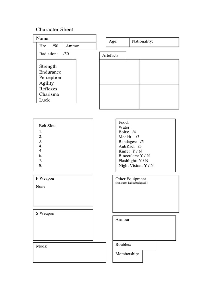 Blank Character Sheet PDF | PDF