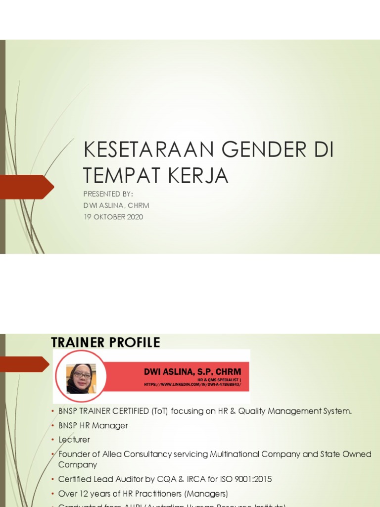 Kesetaraan Gender Di Tempat Kerja | PDF