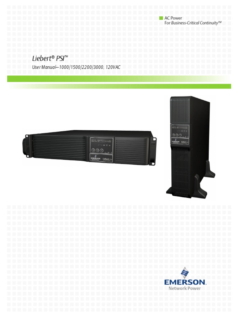 Liebert PSI: User Manual-1000/1500/2200/3000, 120VAC | PDF | Computer ...