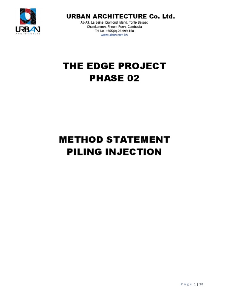 Method Statement Piling Works Phase 02 Pdf Crane Machine Deep
