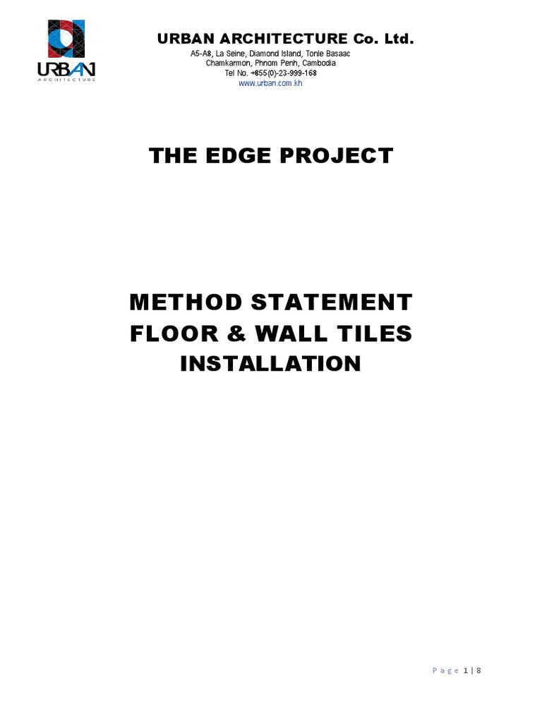 Method Statement Tiling Works | PDF | Tile | Cambodia