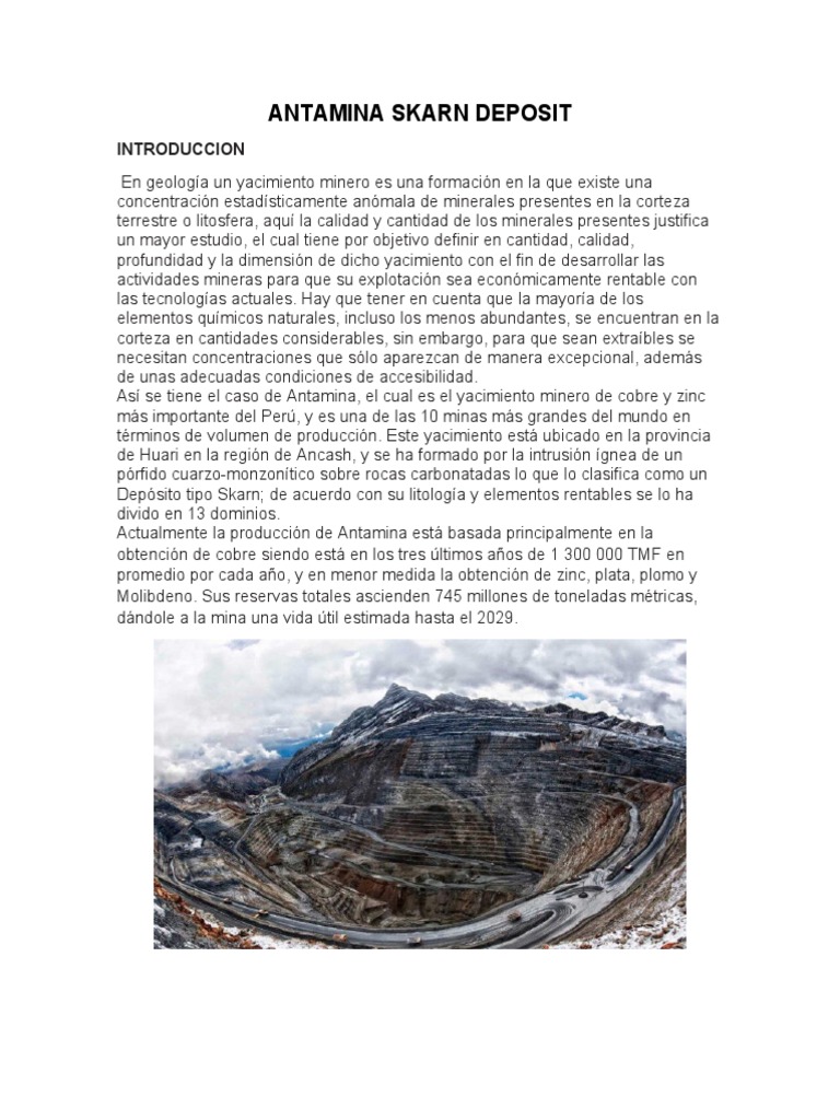 Antamina Skarn Deposit | PDF | Minerales | Roca clástica