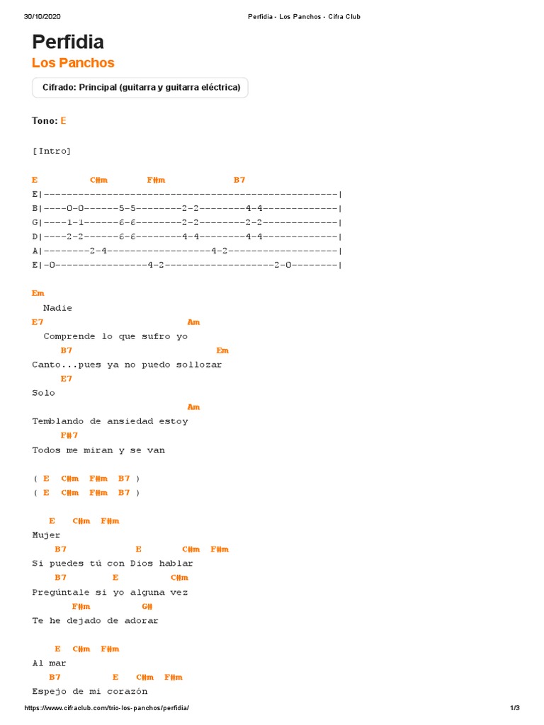 Acordes y letra de "Perfidia" | PDF
