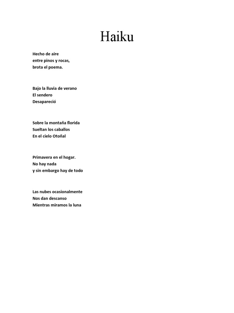 Haikus sobre la naturaleza y la lluvia | PDF