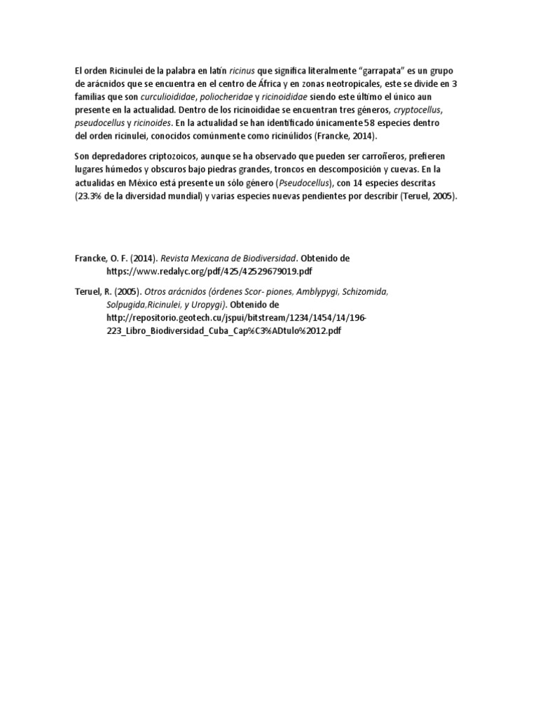 Ricinulei | PDF