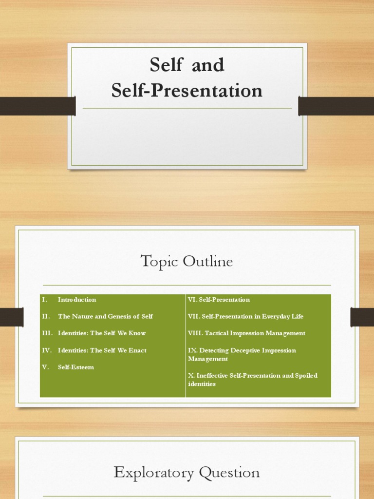 Self And Self Presentation Pdf Self Esteem Social Stigma