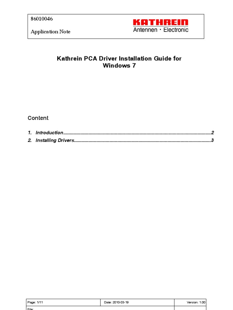 PCA Driver Installation Guide Windows7 | PDF | Device Driver | Screenshot
