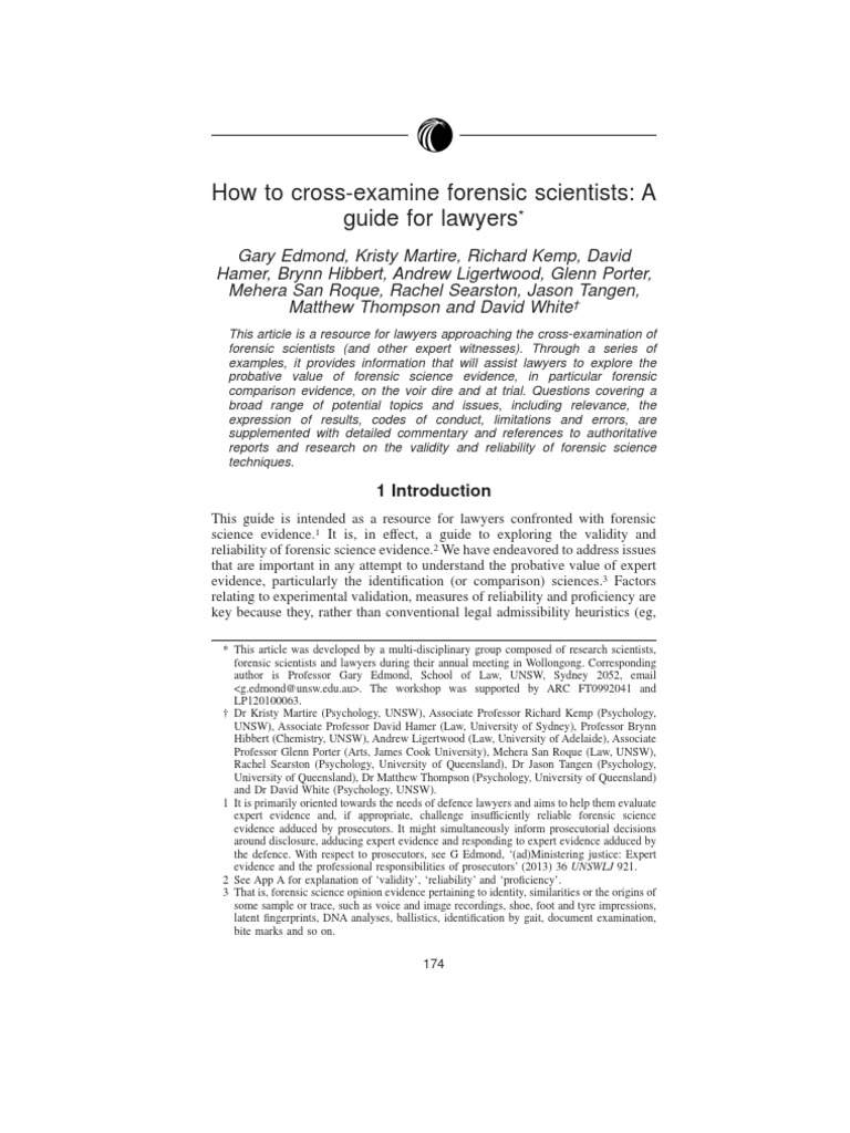 Cross-Examining Forensic Scientists Guide | PDF | Expert | Expert Witness