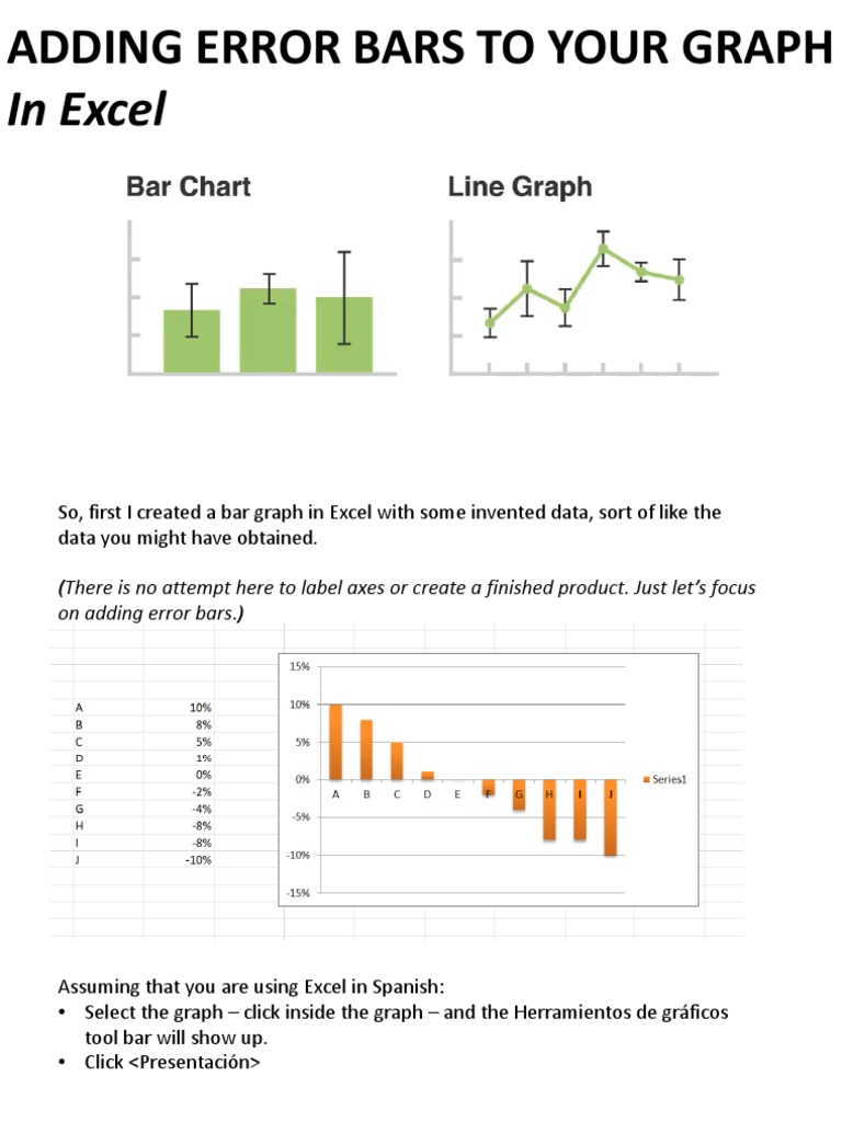 Adding Error Bars To A Graph in Excel | PDF | Business | Computers