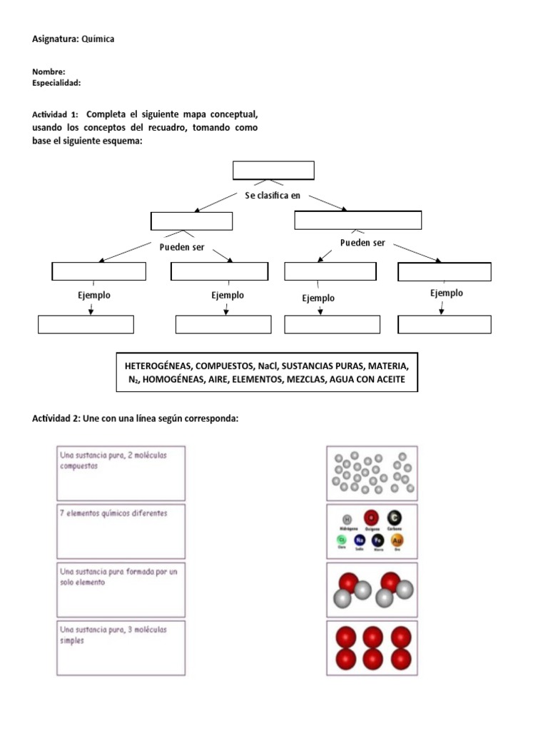 Actividad Clasificación de La Materia | PDF