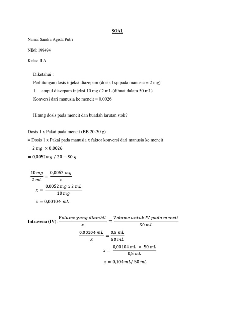 Sandra Agista Putri - 199494 - Ii A - Perhitungan Dosis Dan Larutan ...
