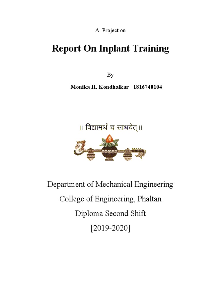 Report On Inplant Training | PDF | Business | Further Education