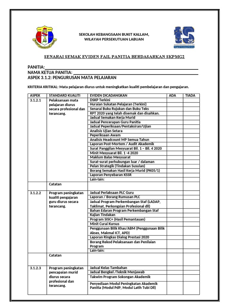 Senarai Semak Fail Mengikut SKPMG2 | PDF