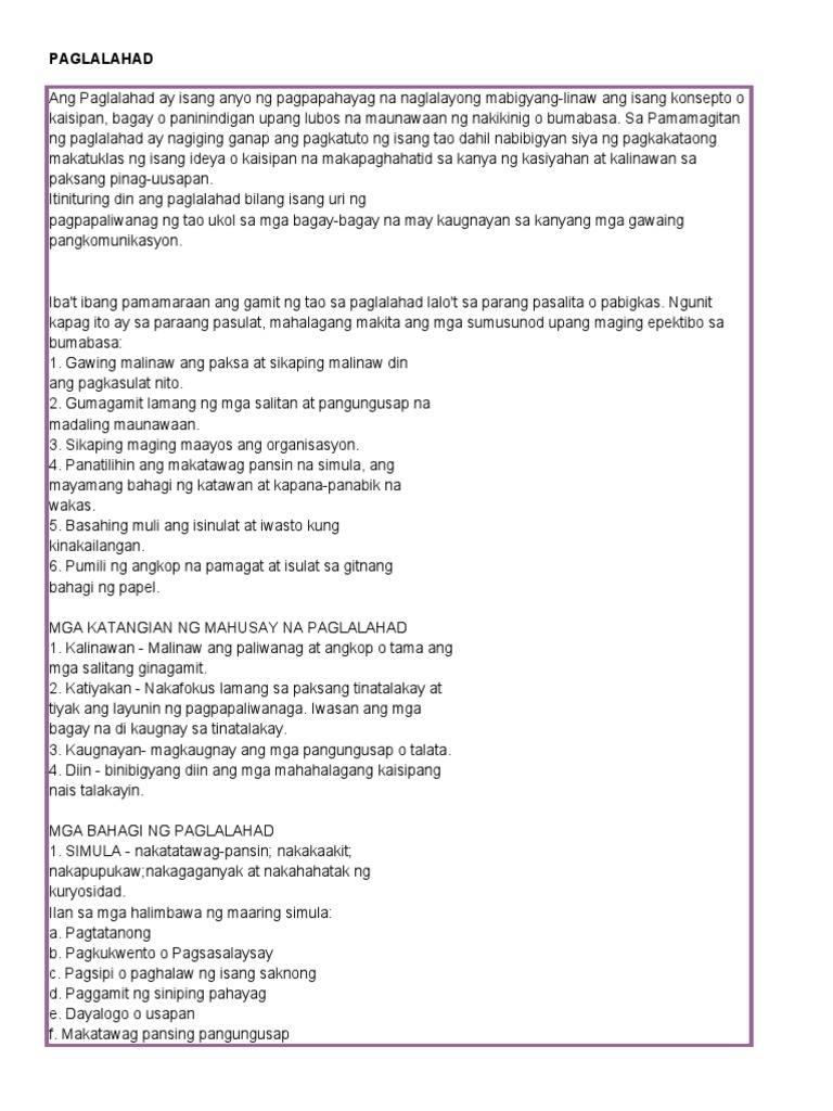 PAGLALAHAD | PDF