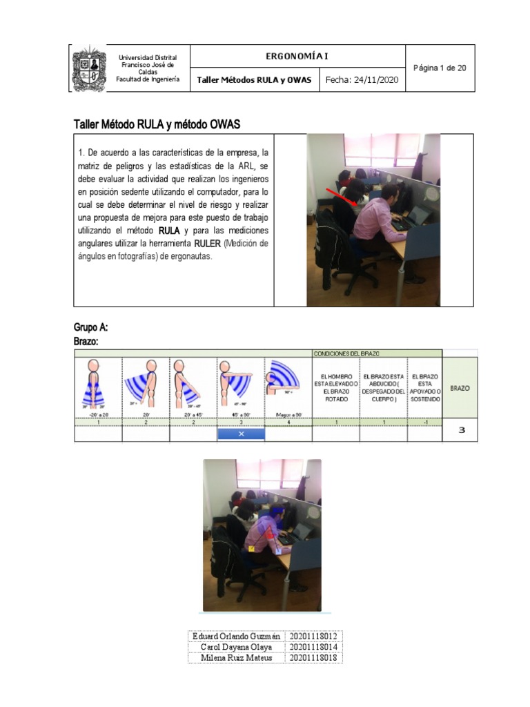 Taller Método RULA y Método OWAS | PDF | Factores humanos y ergonomía ...