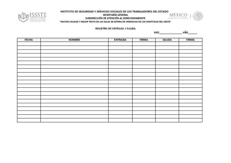 Hoja De Registro De Entrada Y Salida Imprimible Como Hacer Un
