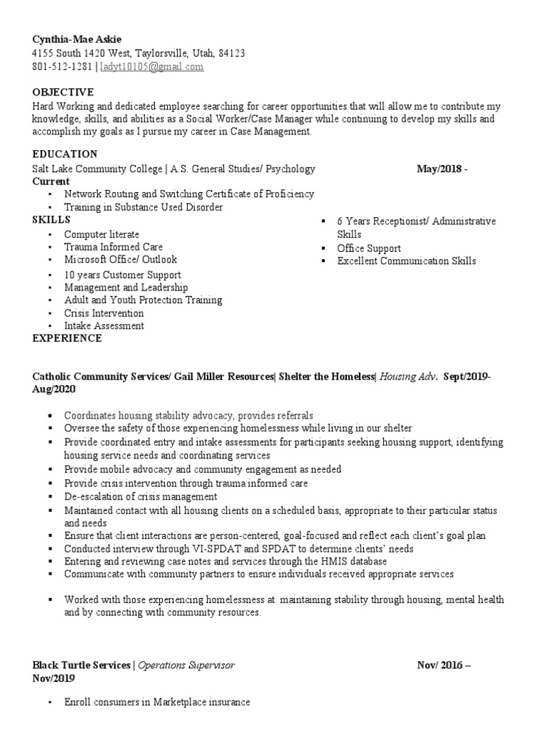 Professional Resume 1 | PDF | Homelessness | Psychological Trauma