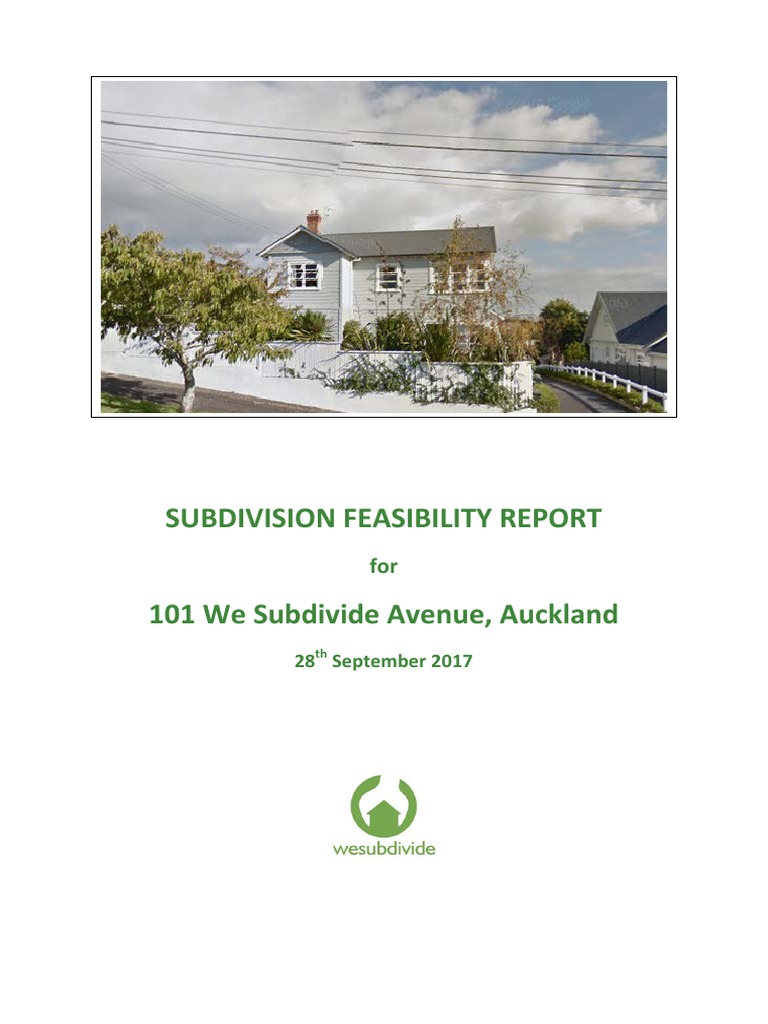Subdivision Feasibility Report 101 We Subdivide Avenue, Auckland | PDF ...