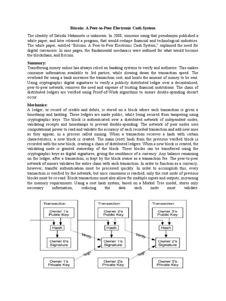 Reflections On Satoshi Nakamoto White Paper | PDF | Bitcoin | Cyberwarfare