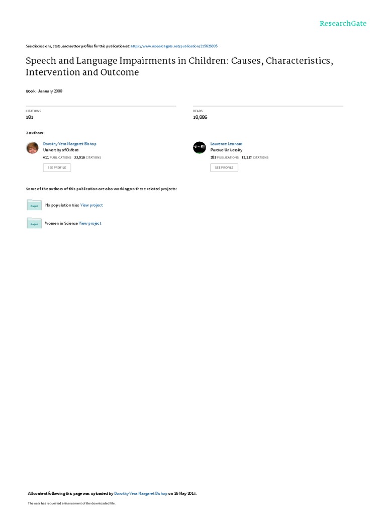 Speech and Language Impairments in Children: Causes, Characteristics ...