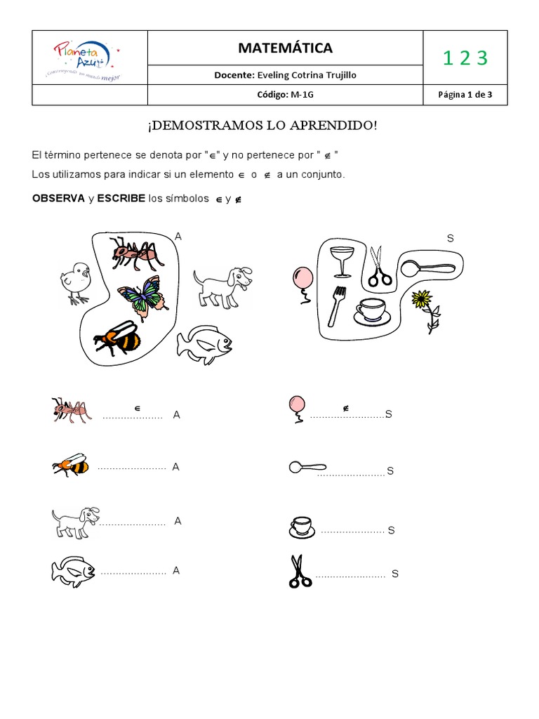 Practica Pertenece o No Pertenece | PDF | Enseñanza de matemática | Science