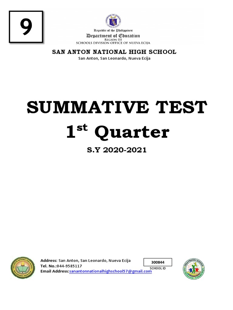 SUMMATIVE-TEST 1st Sample | PDF | Heart | Human Body