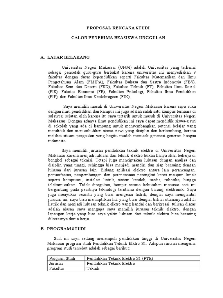 Proposal Rencana Studi S1 | PDF
