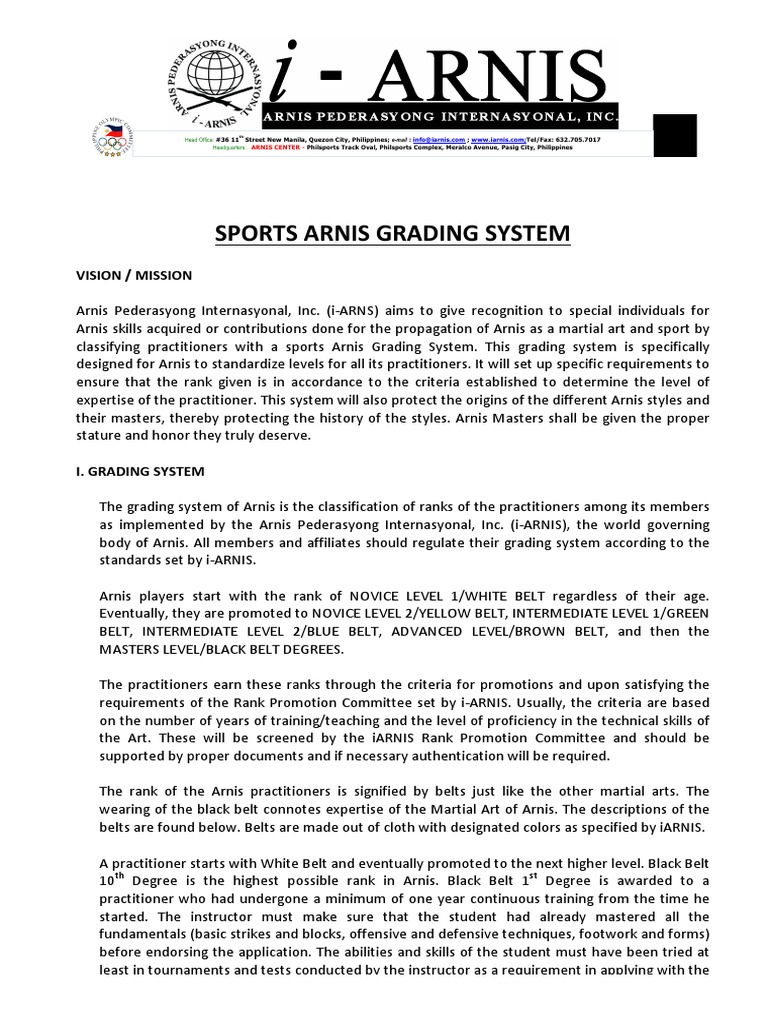 Arnis Grading and Ranking System | PDF