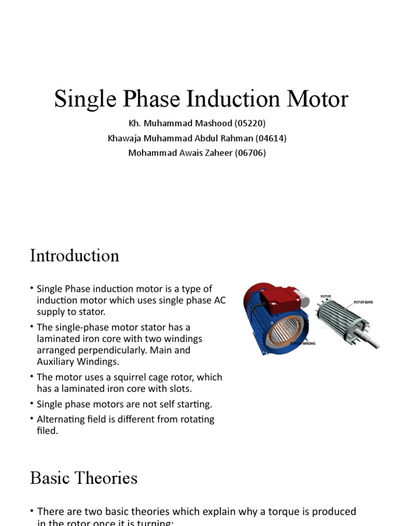 Single Phase Induction Motor | PDF | Electric Motor | Power (Physics)