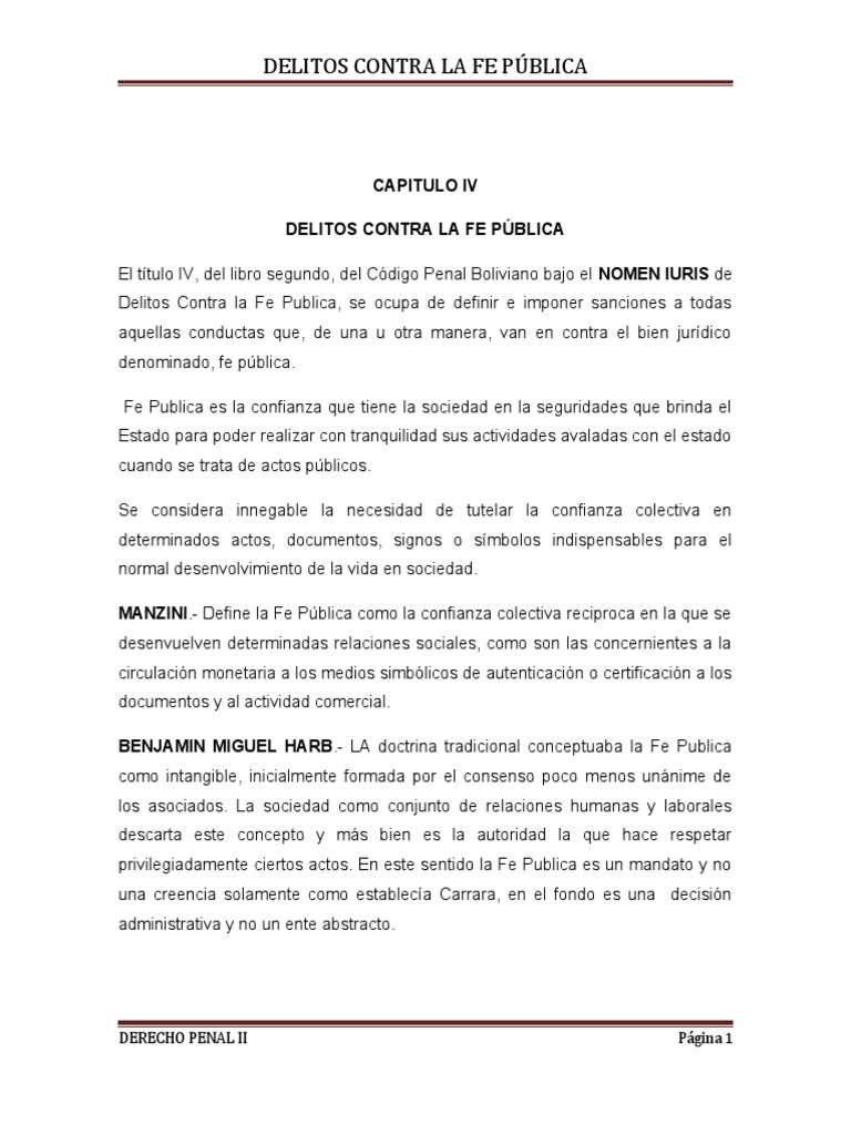 Delitos Contra La Fe Pública Penal | Descargar gratis PDF | Derecho penal | Billete de banco