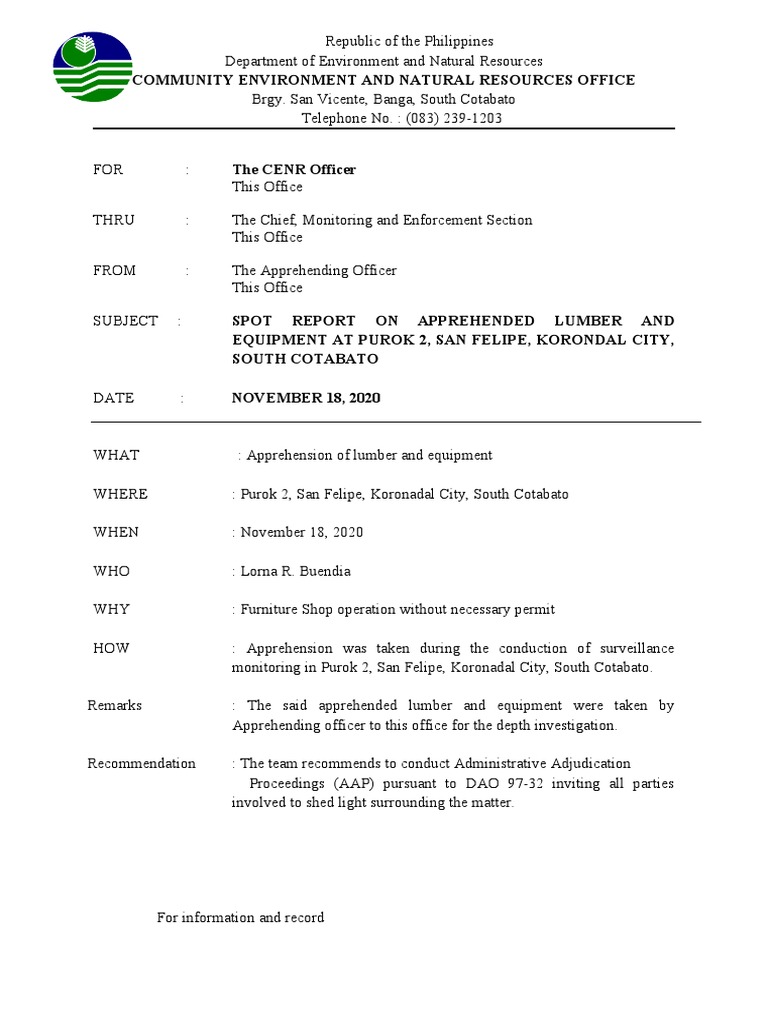 Sample Apprehension Receipt Under PD 705 | PDF | Government | National ...