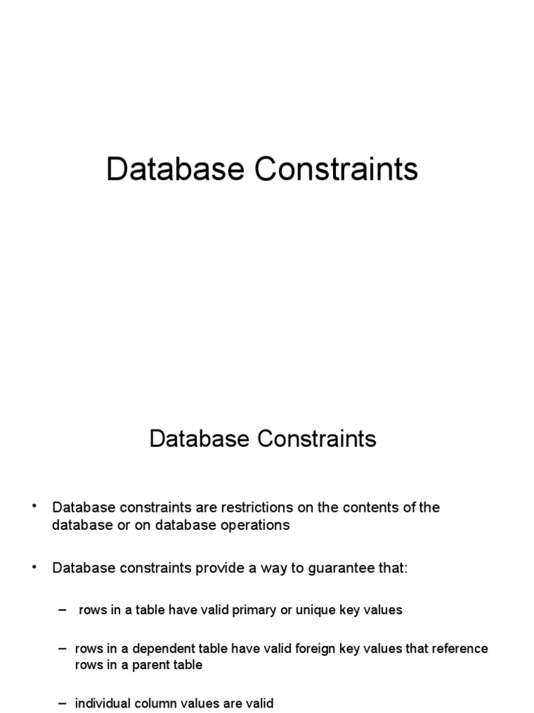 Database Constraints | PDF | Relational Database | Data Model