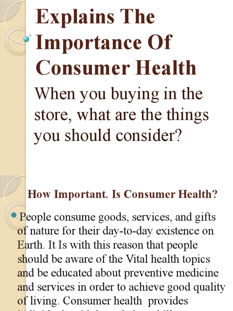 Importance of Consumer Health Education | PDF
