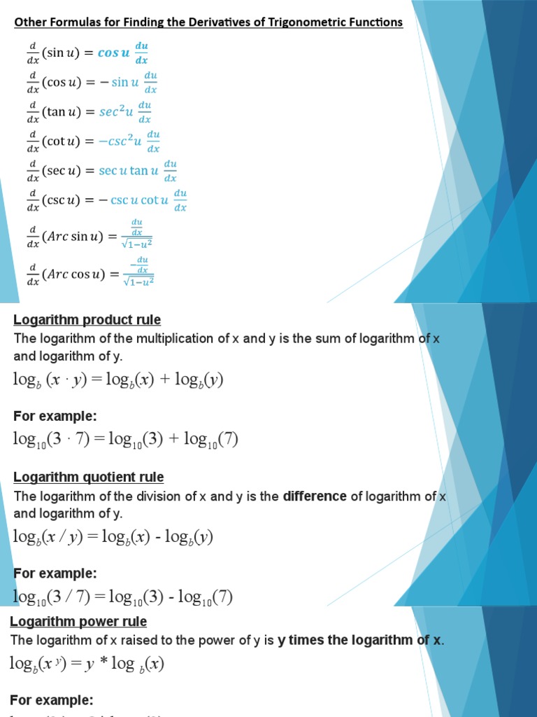 Other Formulas For Finding The Derivatives of Trigonometric Functions | PDF