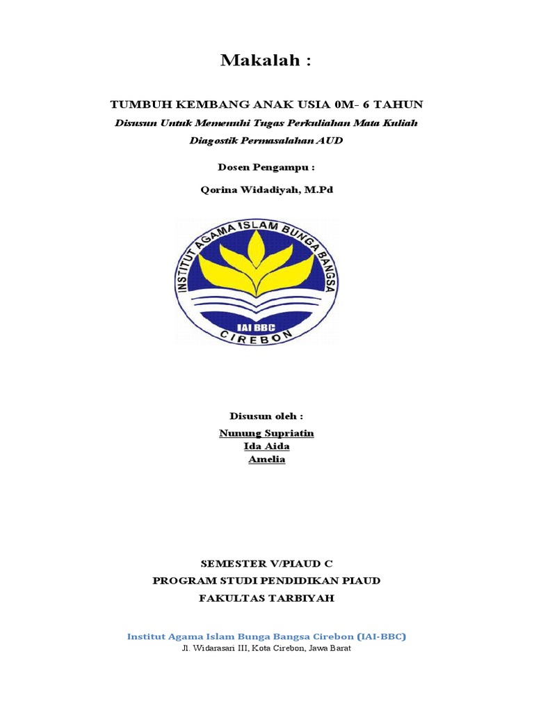 Makalah Tumbuh Kembang Anak Paud Mamah | PDF