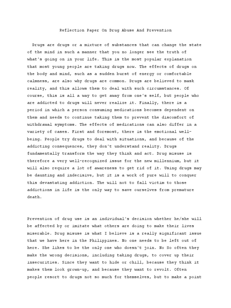 Reflection Paper On Drugabuse | PDF | Substance Abuse | Substance ...
