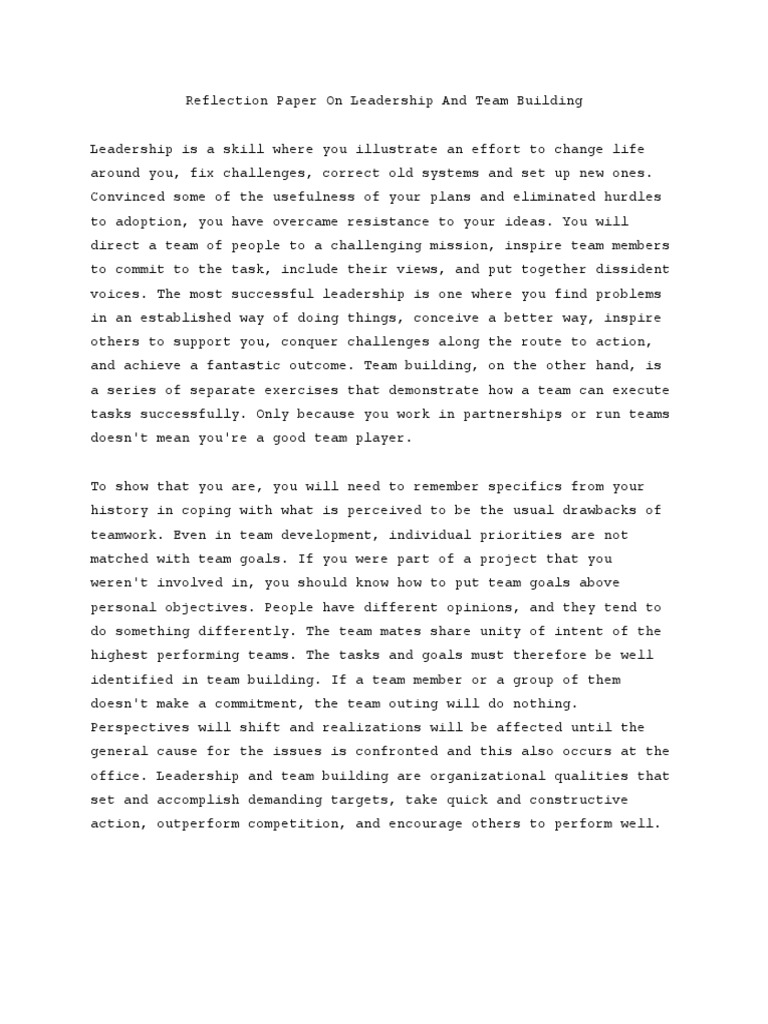 Reflection On Leadership | PDF