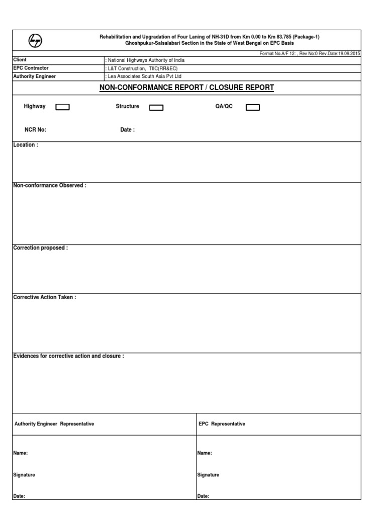 AF-12 NCR Closure Format | PDF