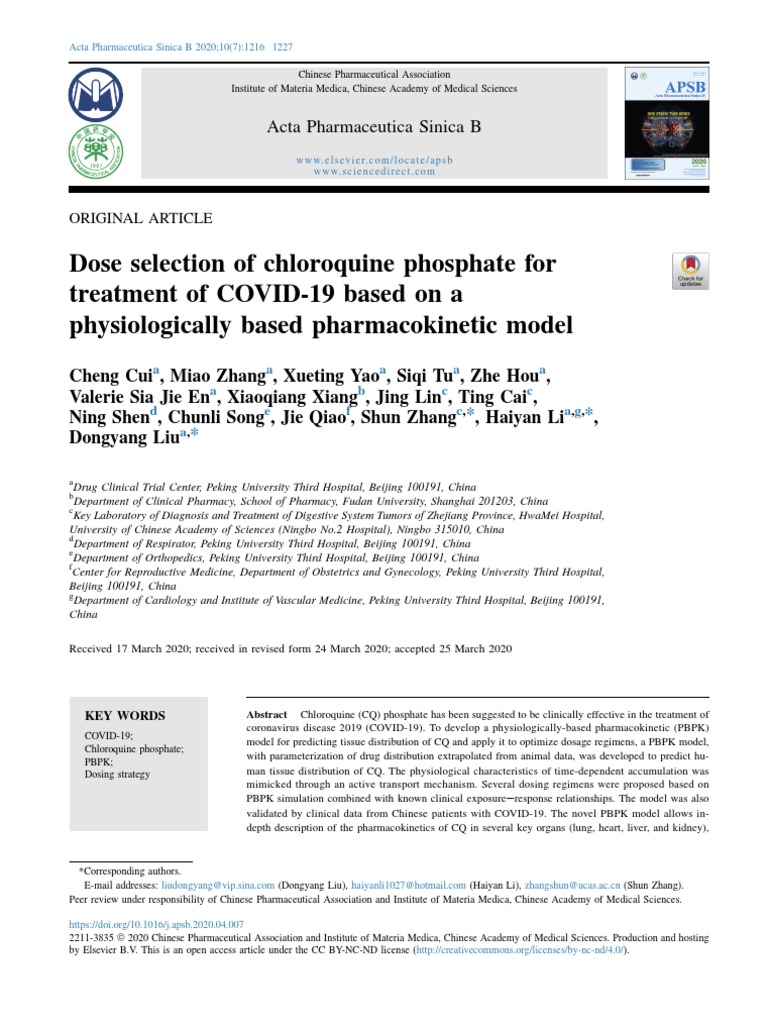 Dose Selection of Chloroquine Phosphate For Treatment of C - 2020 ...
