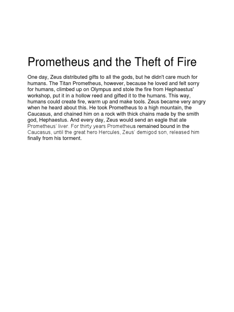Prometheus and The Theft of Fire PDF | PDF