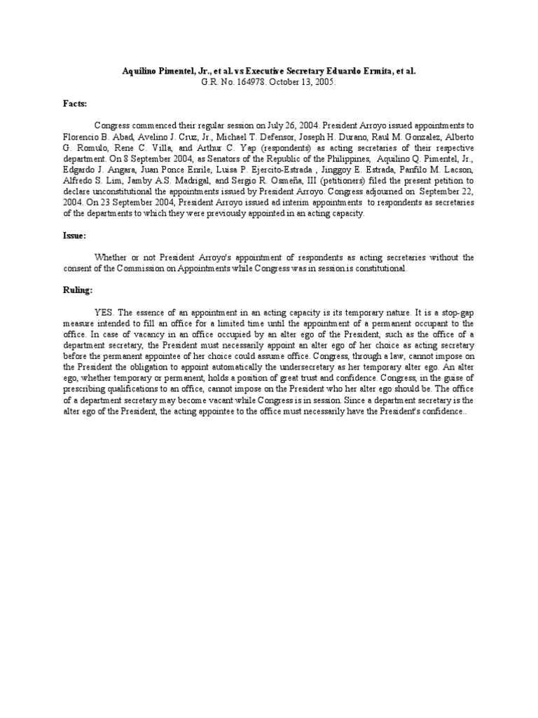 Presidential Acting Appointments Ruling | PDF | Politics